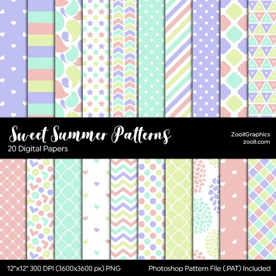 Sweet Summer Patterns 20 Digital Papers 12x12 Seamless | Etsy