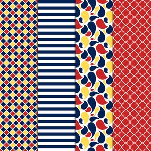 Red, Blue & Yellow Patterns, 20 Digital Papers (12“x12“), Photoshop ...