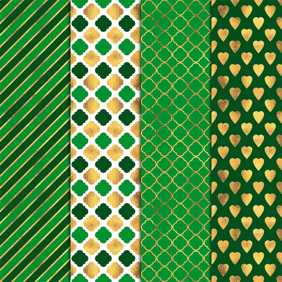 Green Gold Patterns St. Patrick's Day Emerald Green 20 - Etsy