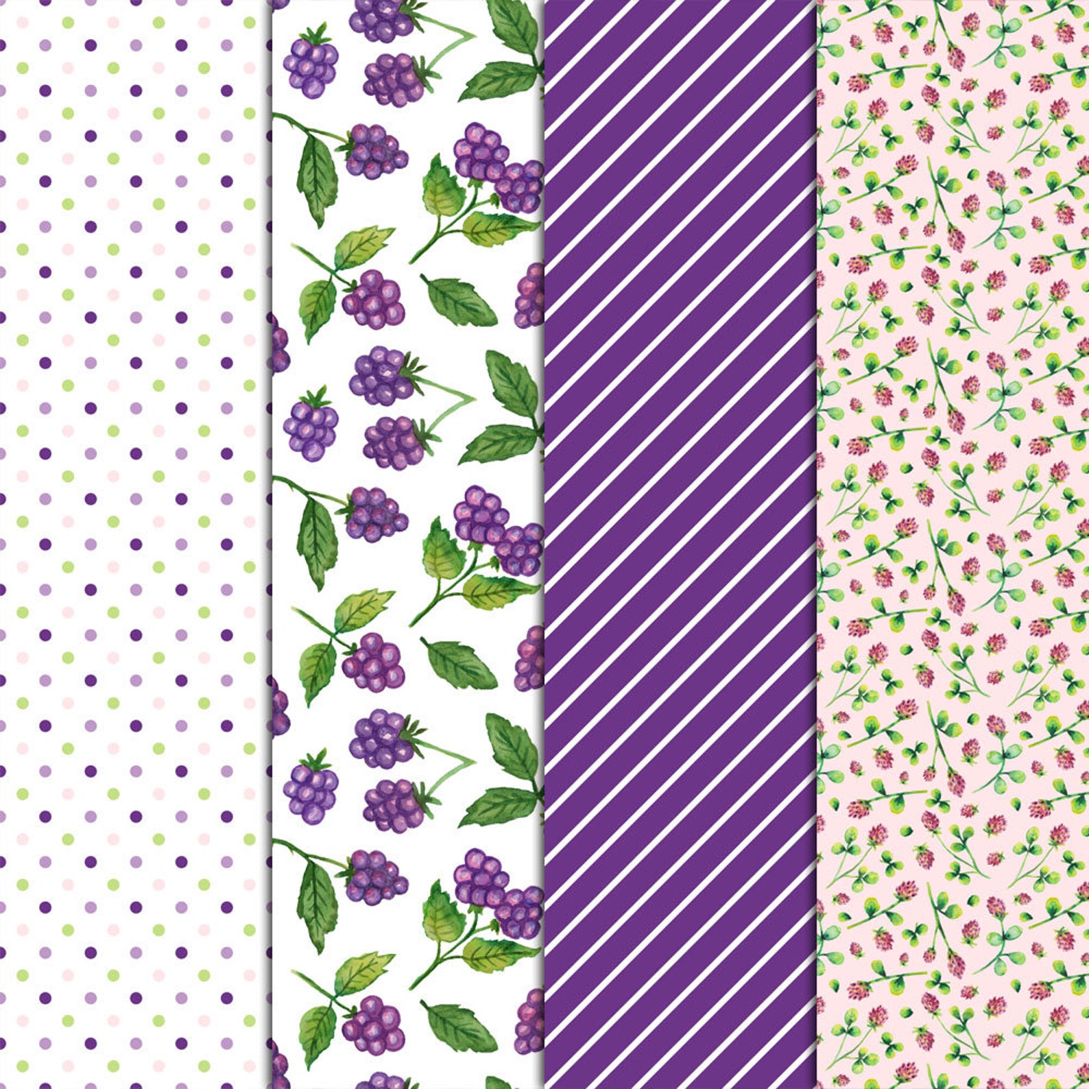 Flowers and Berries Patterns 12 Digital Papers 12x12 - Etsy
