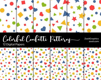 Colorful Confetti Patterns 12 Digital Papers 12x12 | Etsy