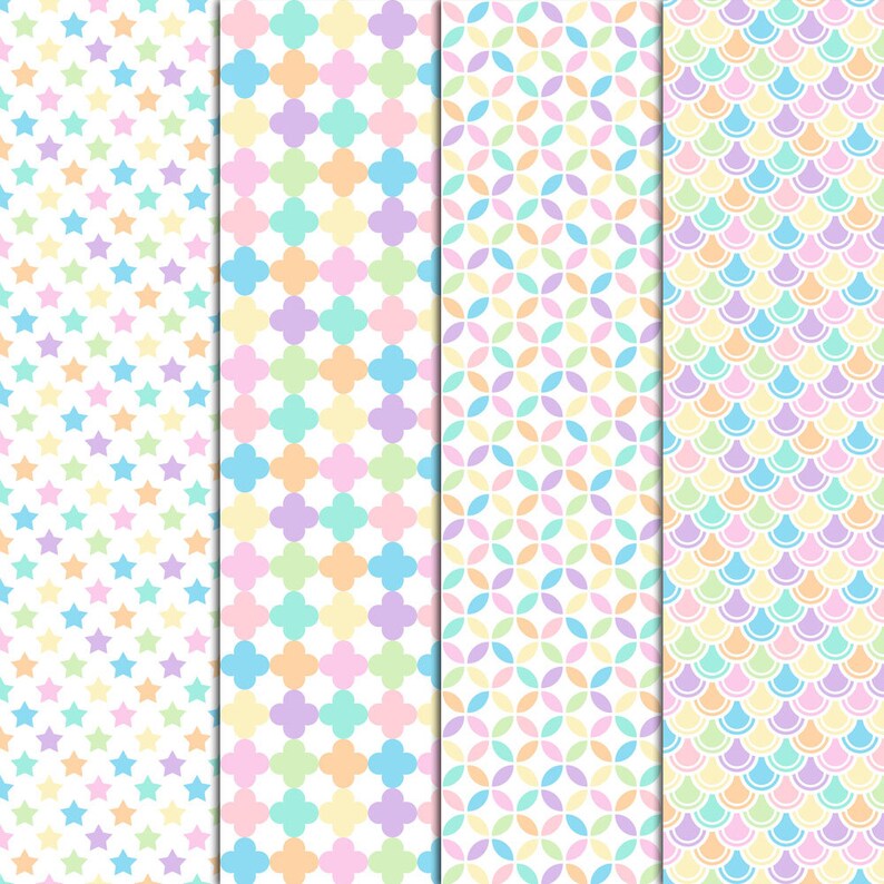 Pretty Pastel Patterns 20 Digital Papers 12x12 Photoshop - Etsy