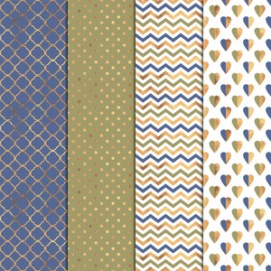 Blue, Green & Gold Patterns, 20 Digital Papers 12“x12“, Photoshop ...