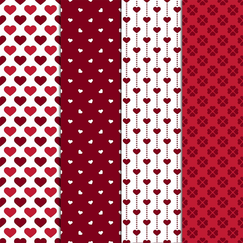 Be My Valentine Patterns Hearts Patterns 20 Digital Papers - Etsy