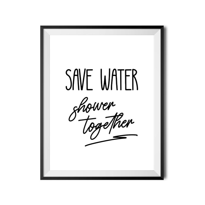 Save Water Shower Together Print Bathroom Poster Funny Etsy