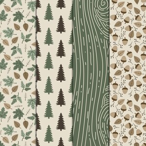 Forest Digital Papers, Autumn Leaves, Fall Scrapbooking Paper, Wood ...