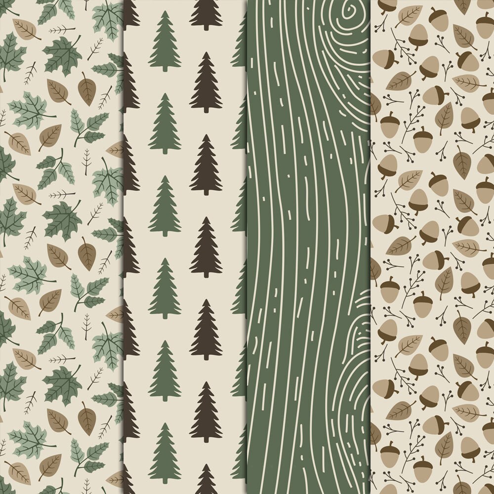 Forest Digital Papers Autumn Leaves Fall Scrapbooking Paper - Etsy