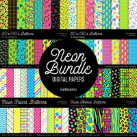 Neon Paint Splatter Digital Papers - Paint Splash Digital Scrapbooking ...