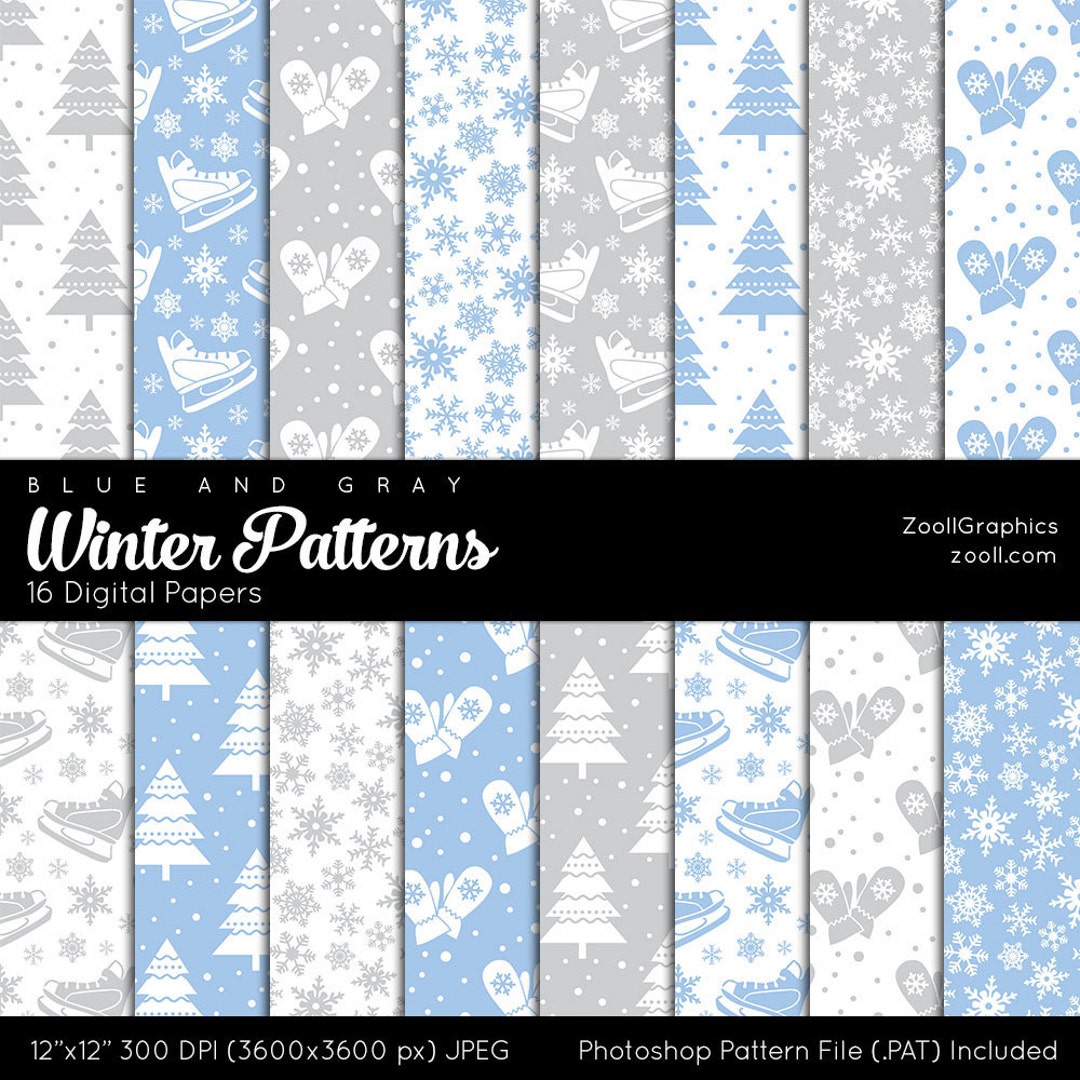 Winter Patterns, Digital Paper, 16 Digital Papers 12“x12“, Photoshop ...