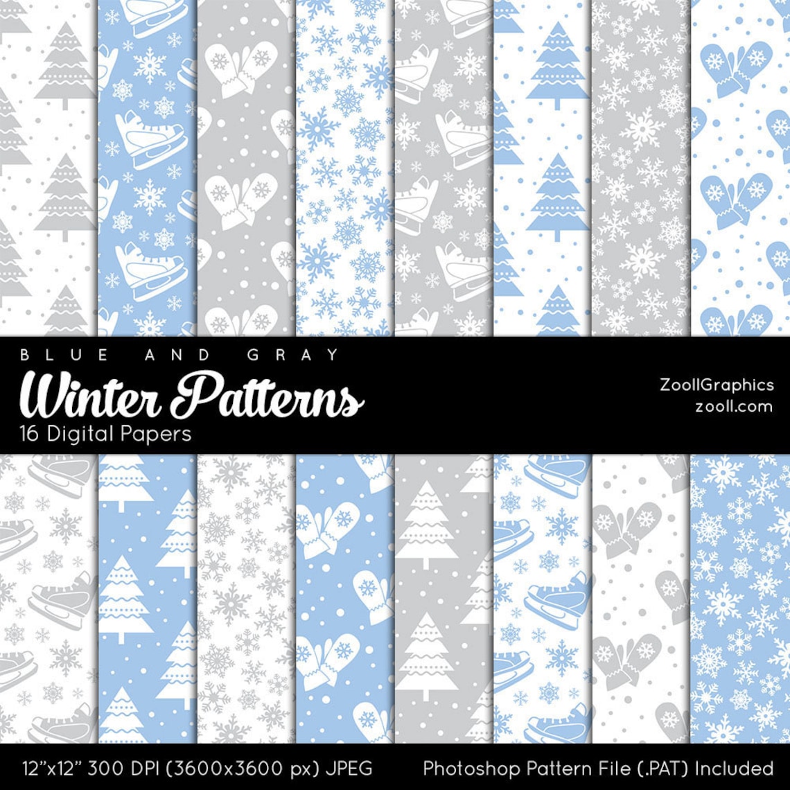 Winter Patterns Digital Paper 16 Digital Papers 12x12 - Etsy
