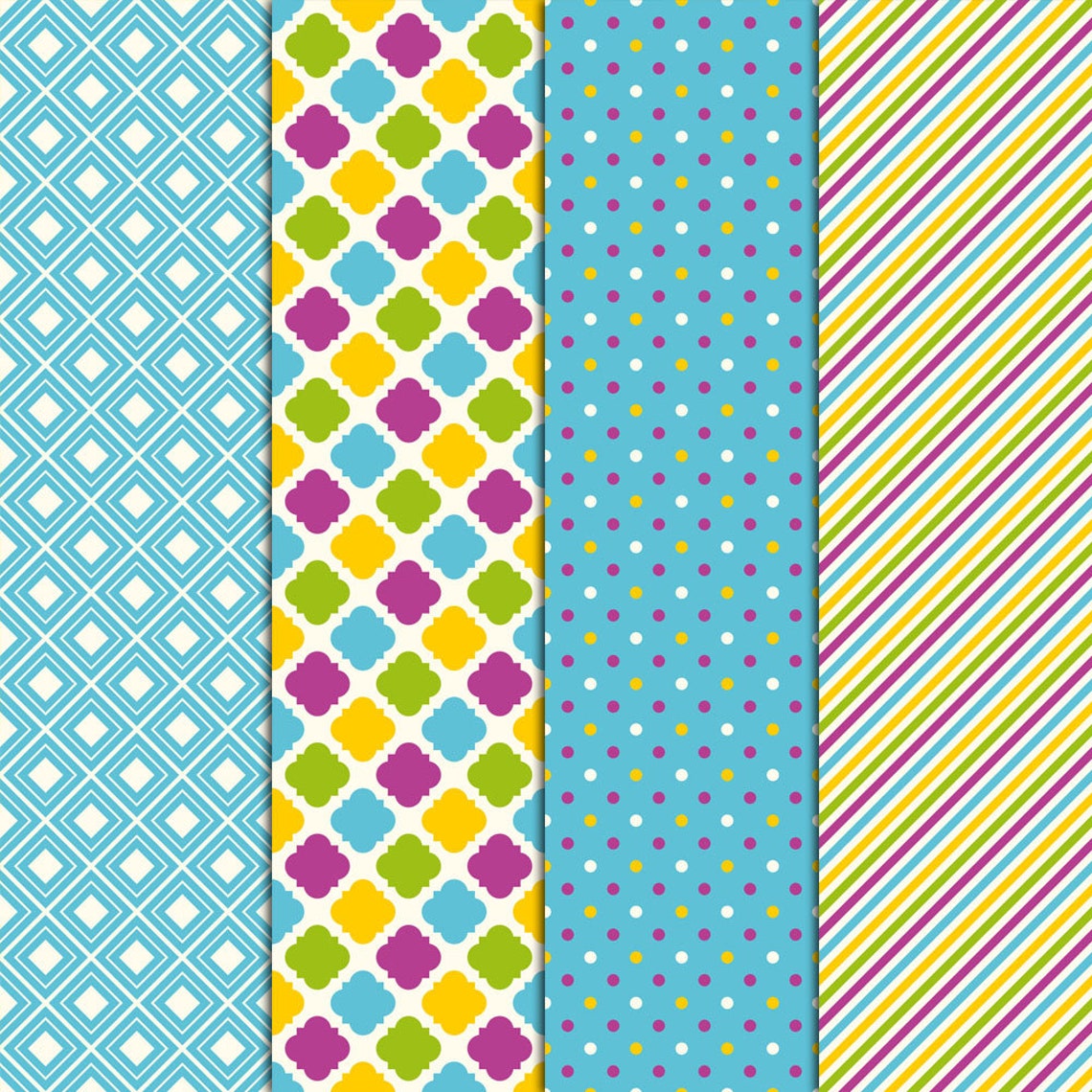 Fun and Bright Colors Patterns 20 Digital Papers 12x12 | Etsy