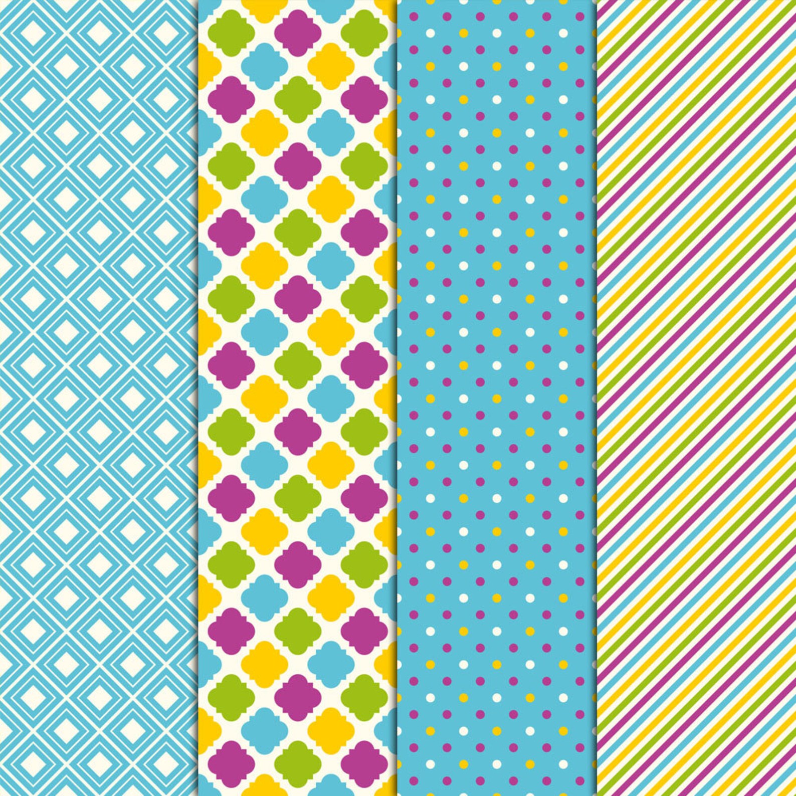 Fun and Bright Colors Patterns 20 Digital Papers 12x12 - Etsy