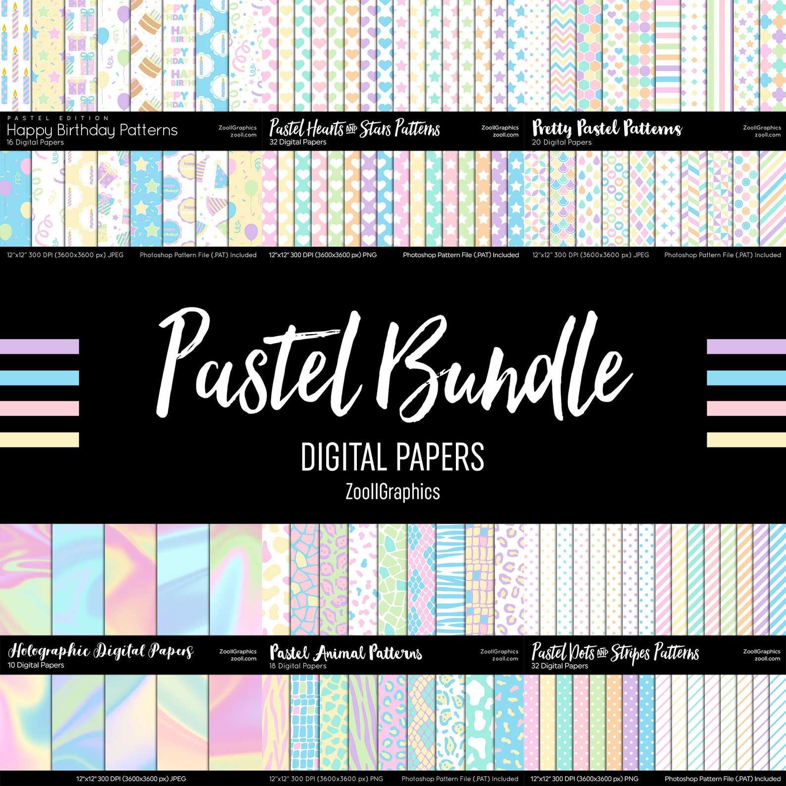 Pastel Digital Papers BUNDLE Over 120 Digital Papers - Etsy