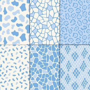 Blue Animals Patterns, 18 Digital Papers (12“x12“), Photoshop Pattern ...