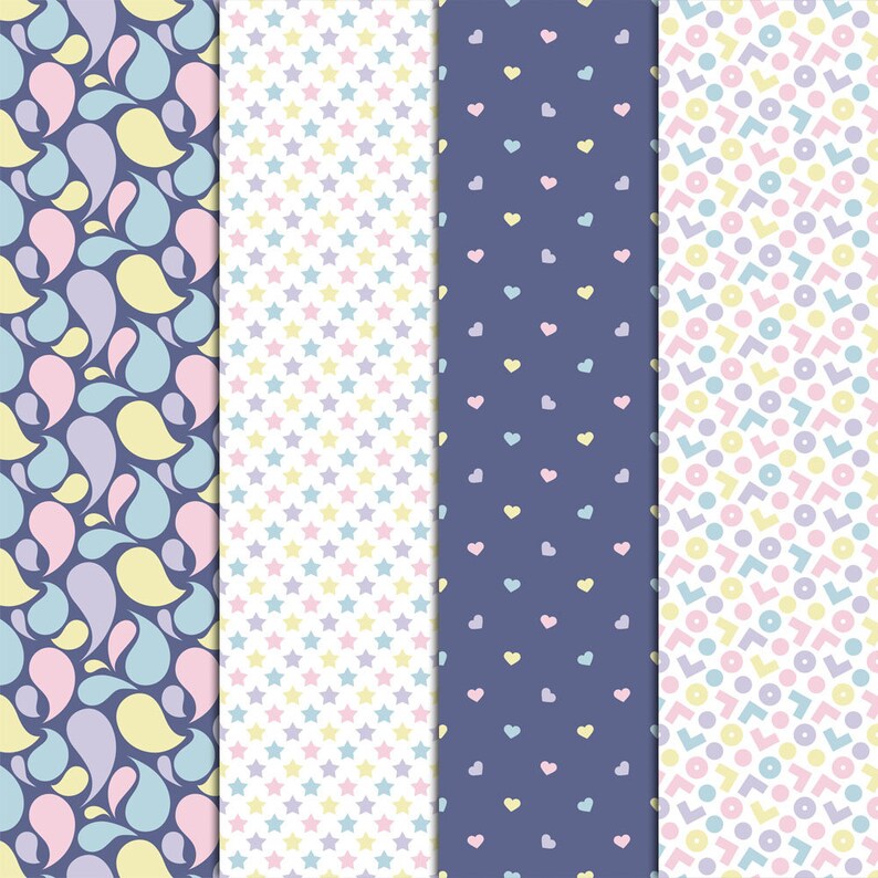 Playful Pastel Patterns 20 Digital Papers 12x12 PAT File - Etsy