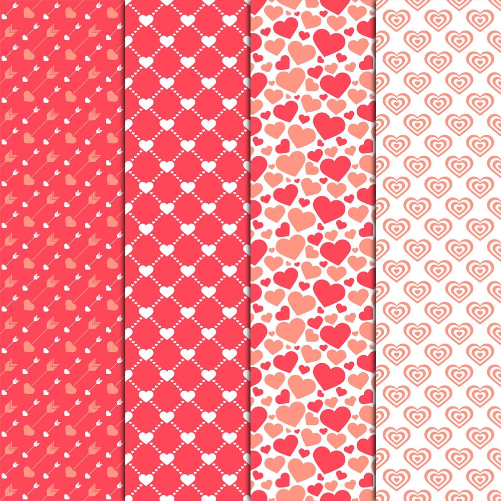 Be My Valentine Patterns Pink Edition 20 Digital Papers | Etsy