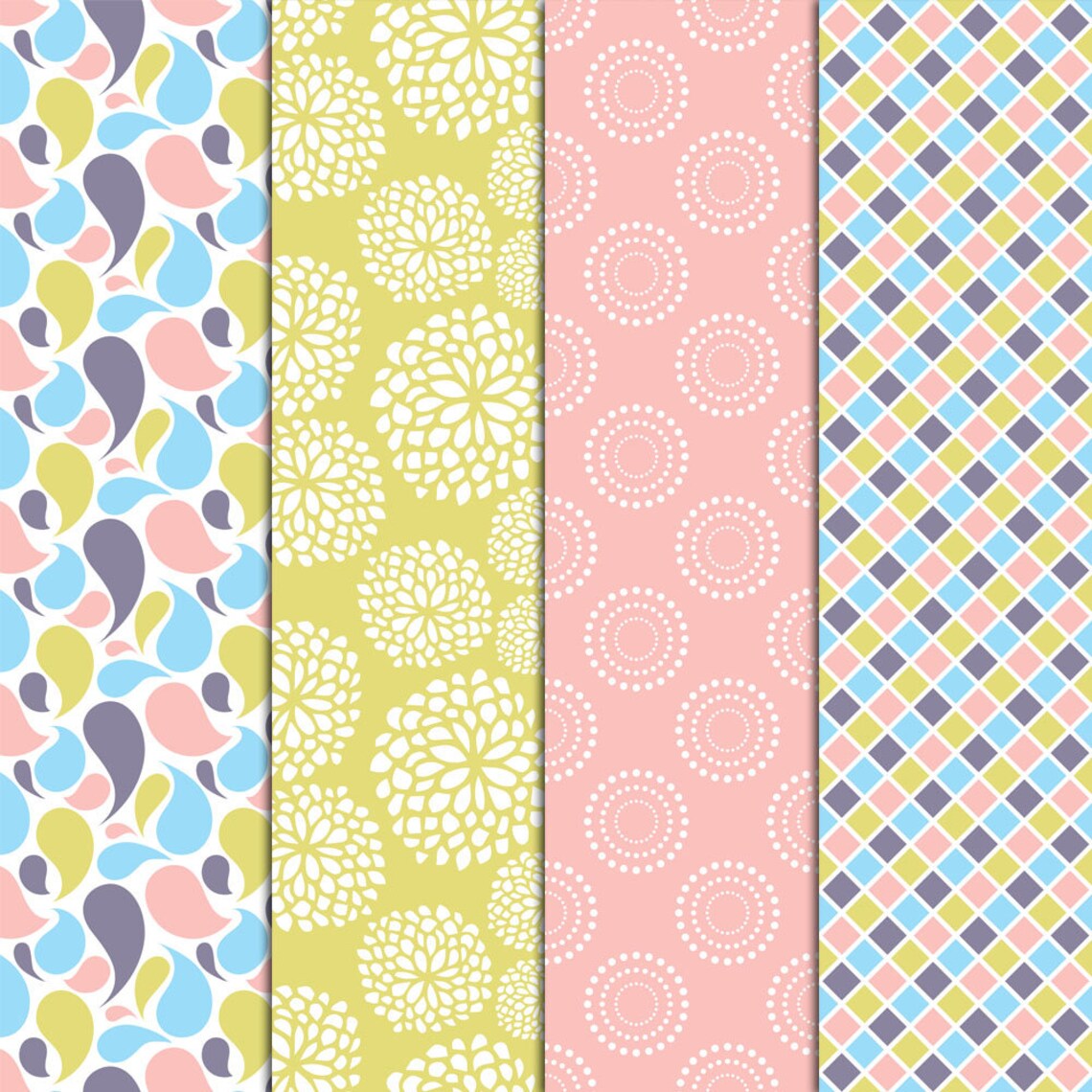 Soft Spring Patterns 20 Digital Papers 12x12 Photoshop - Etsy