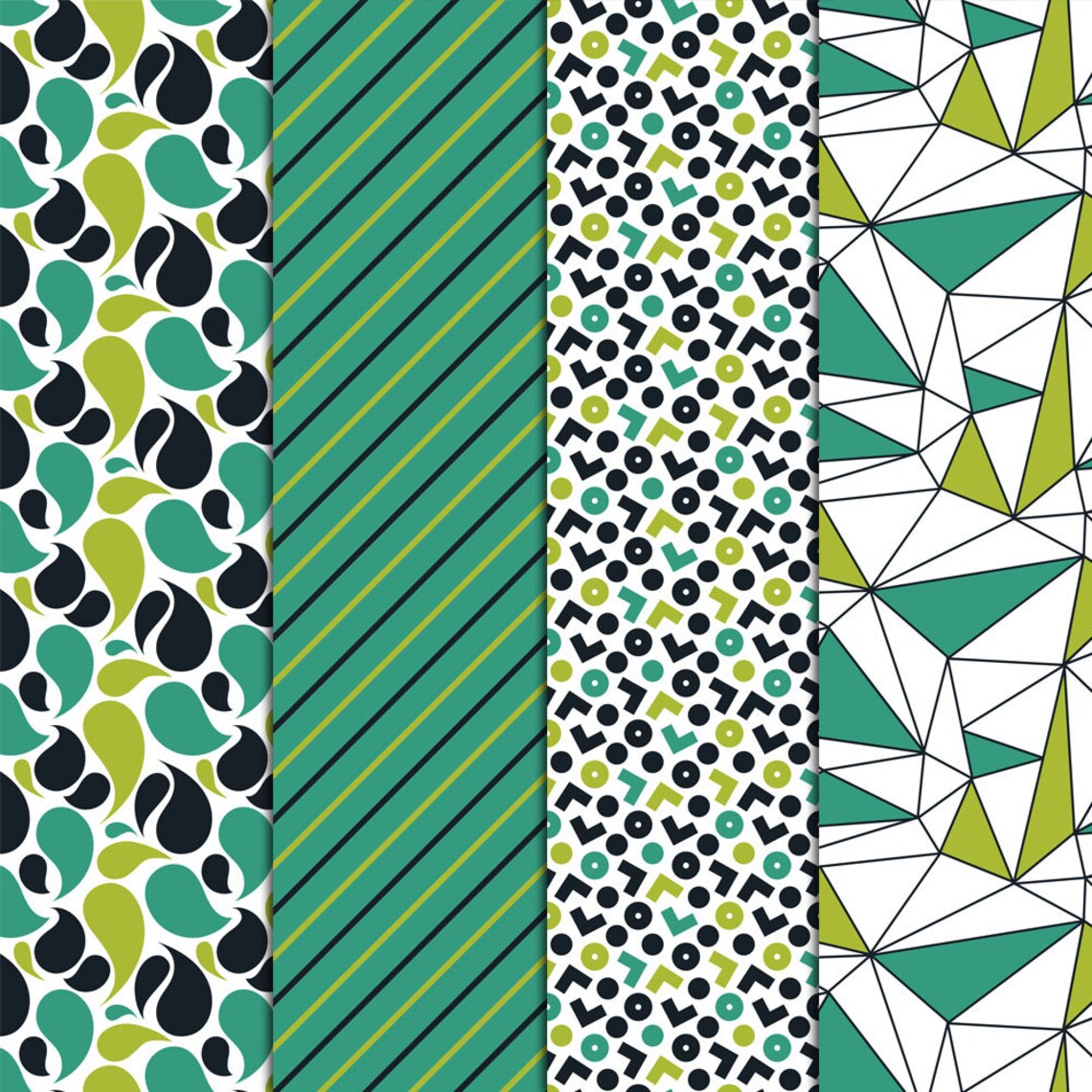 Green Hipster Patterns 20 Digital Papers 12x12 Photoshop - Etsy