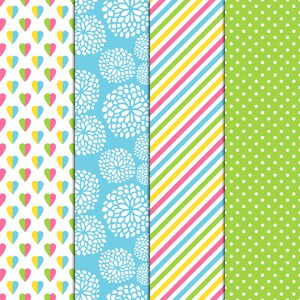 Colorful Spring Patterns, 20 Digital Papers (12“x12“), Photoshop ...