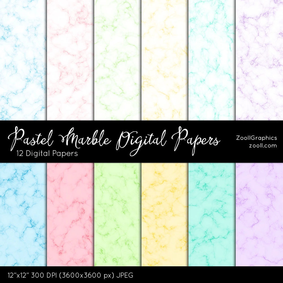 Pastel Marble Digital Papers, Marble Background, Pastel Colors ...