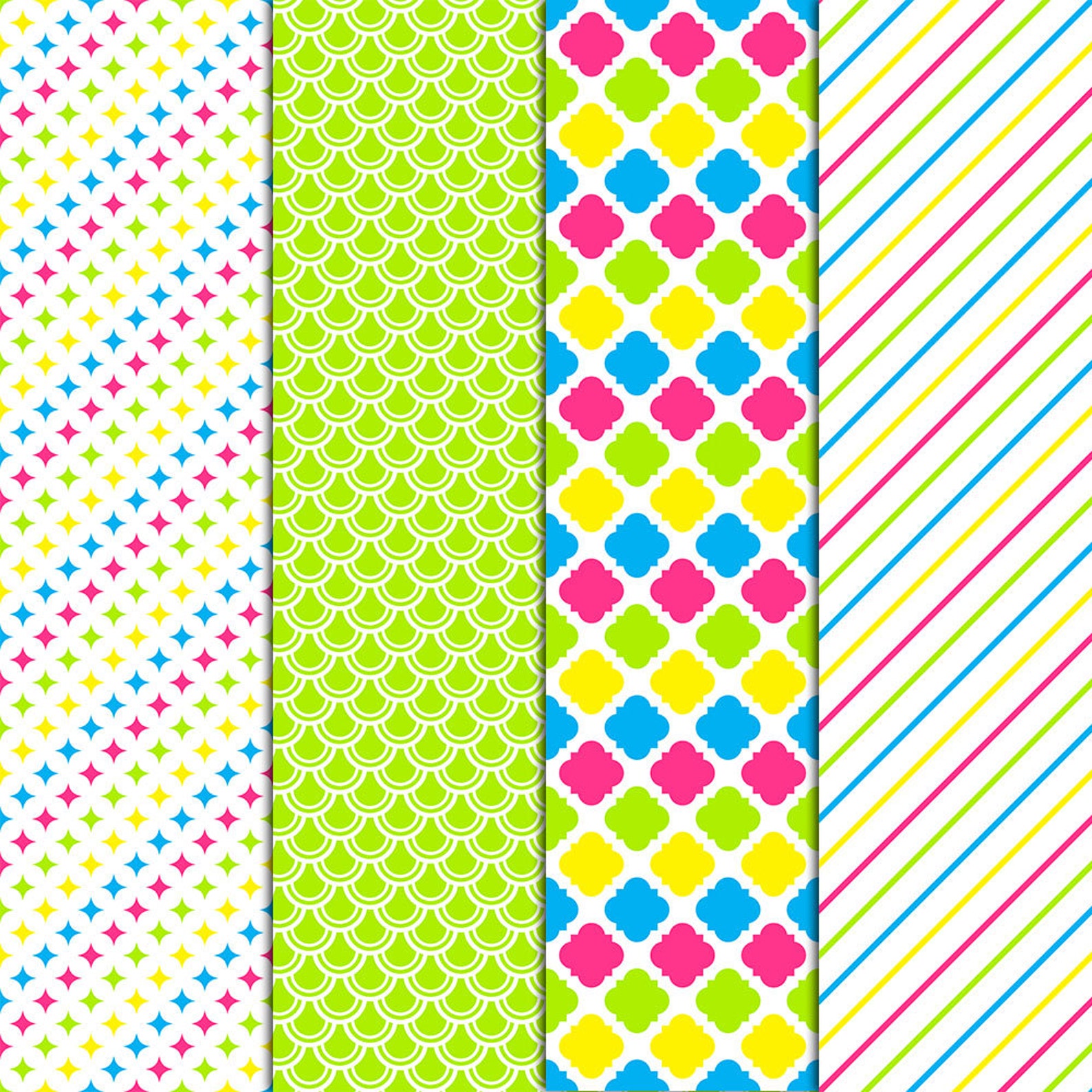 Neon Colors Patterns 20 Digital Papers 12x12 Photoshop | Etsy