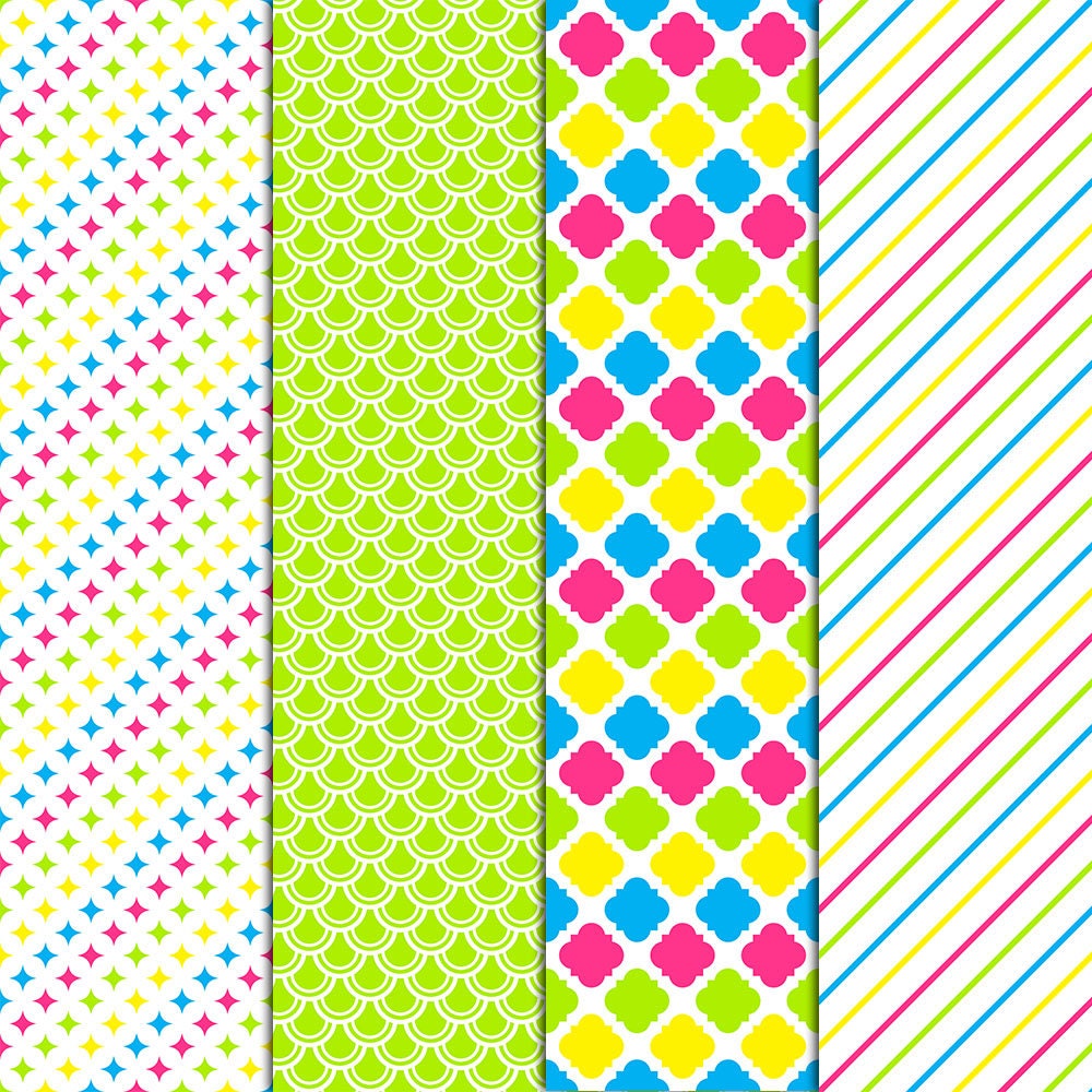 Neon Colors Patterns 20 Digital Papers 12x12 Photoshop | Etsy