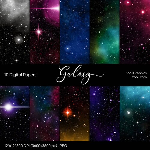 Night Sky Digital Papers Galaxy Background Space Universe - Etsy
