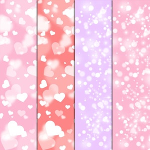Romantic Bokeh Digital Papers, Scrapbooking, Hearts Bokeh Lights ...
