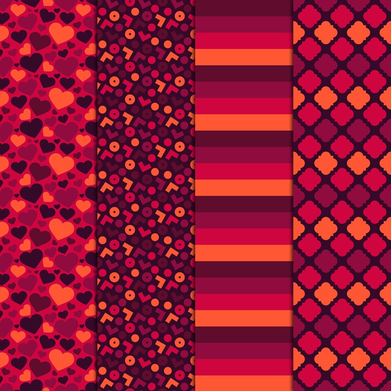 Purple Pink and Orange Patterns 20 Digital Papers - Etsy