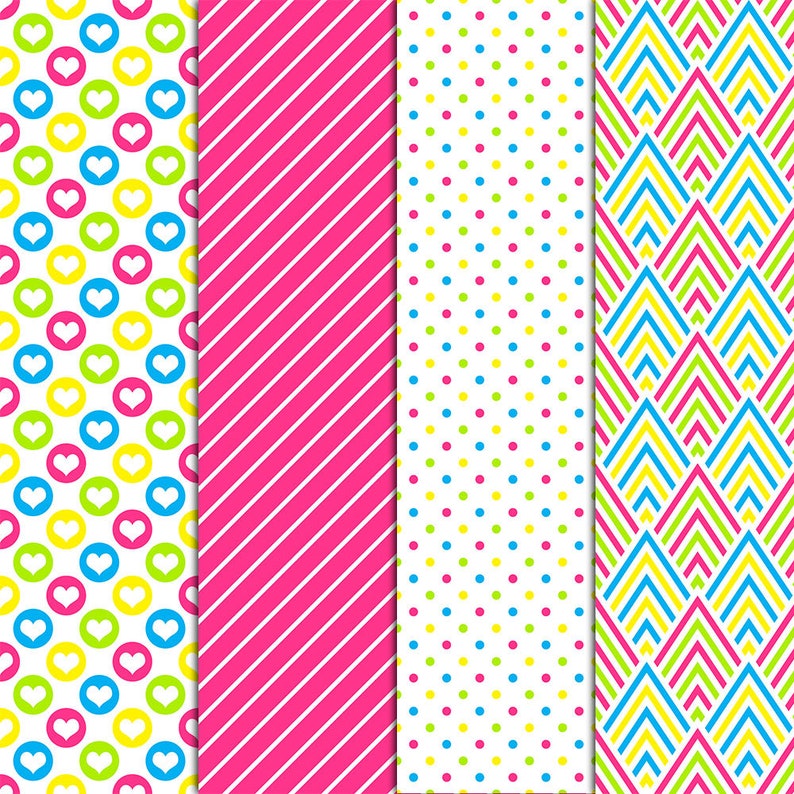Neon Colors Patterns 20 Digital Papers 12x12 Photoshop - Etsy