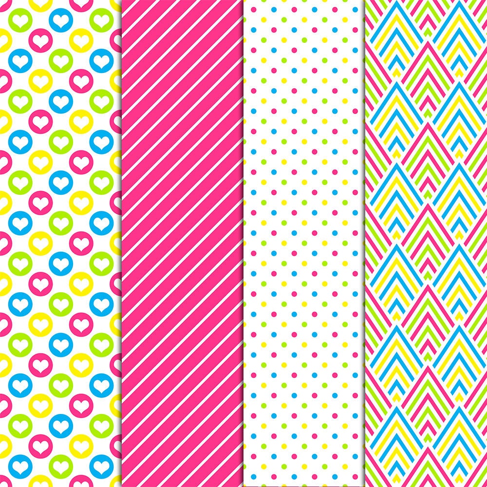 Neon Colors Patterns 20 Digital Papers 12x12 Photoshop | Etsy