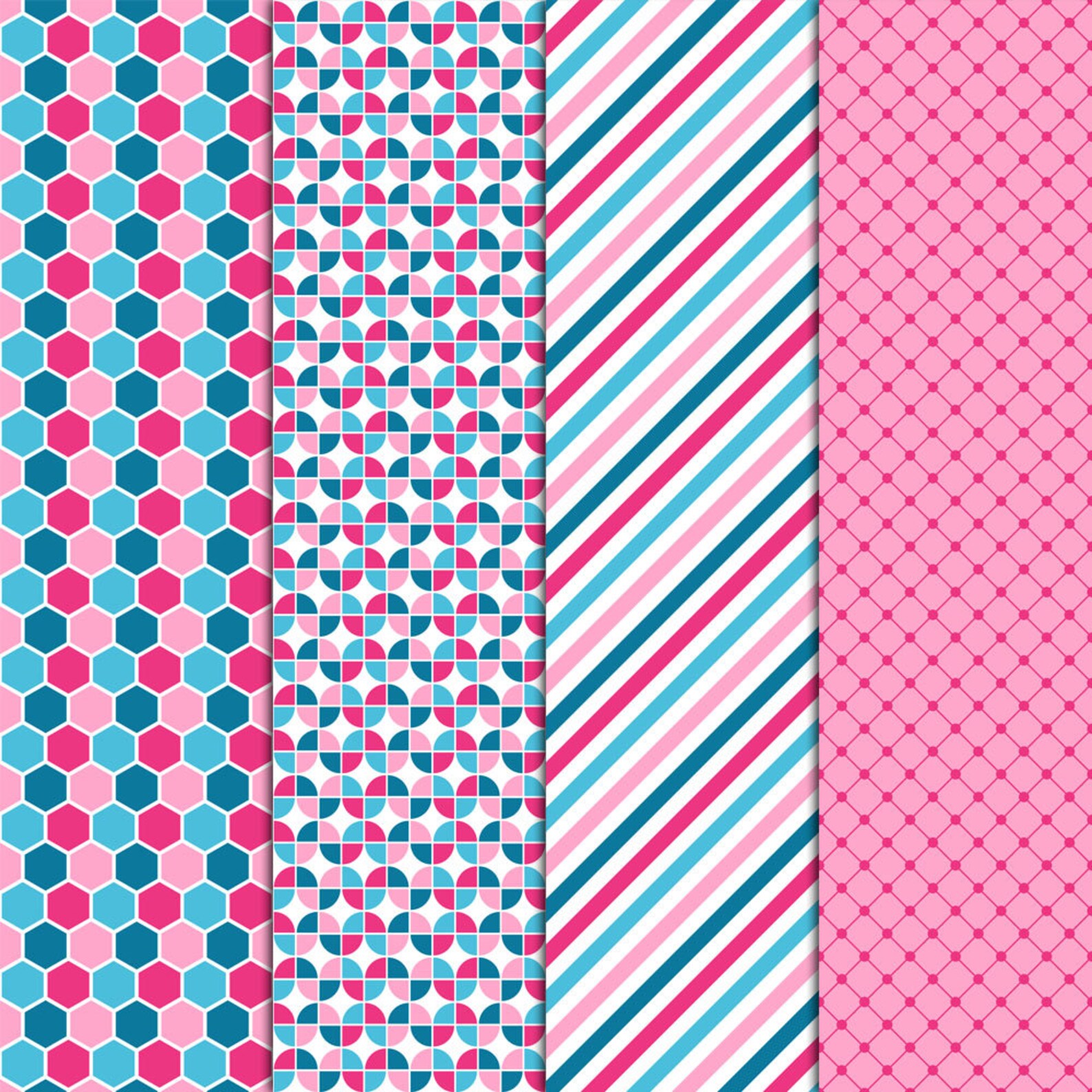 Pink and Blue Patterns 20 Digital Papers 12x12 Photoshop - Etsy