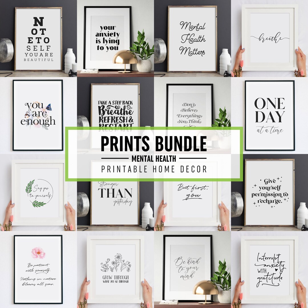 Digital Prints BUNDLE, 16 Posters, Mental Health Printable Quotes ...