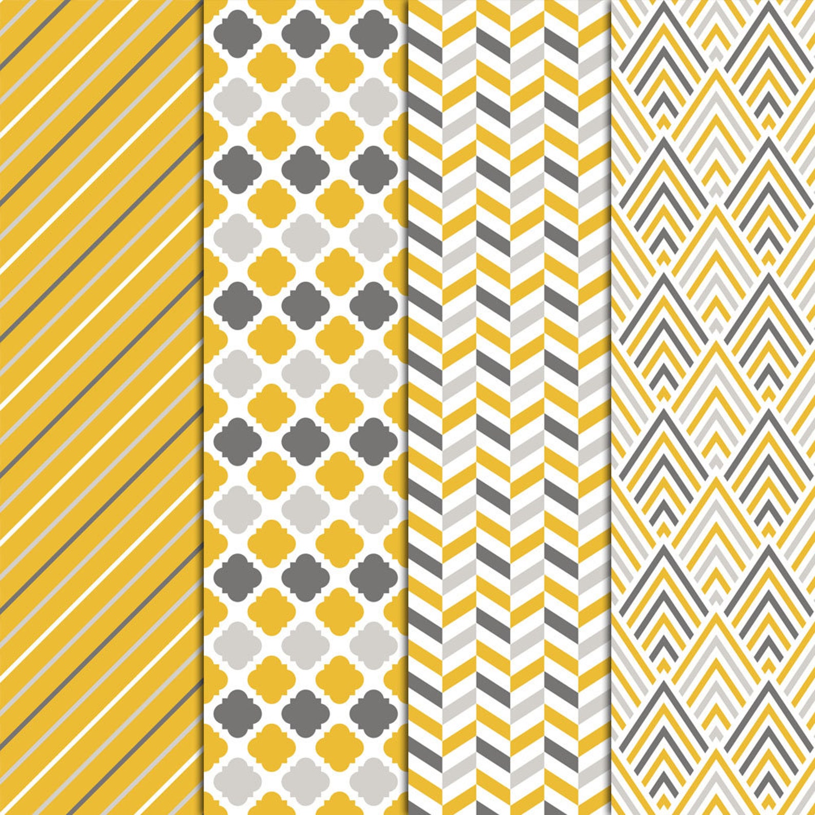 Mustard & Gray Patterns 20 Digital Papers 12x12 Photoshop - Etsy
