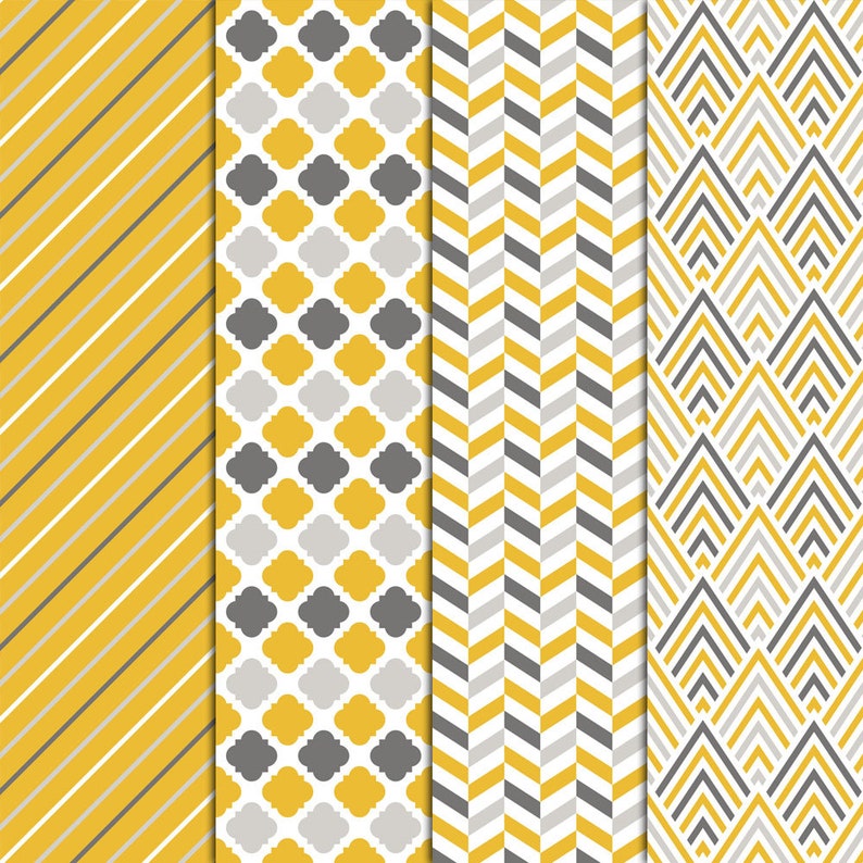 Mustard & Gray Patterns 20 Digital Papers 12x12 Photoshop - Etsy