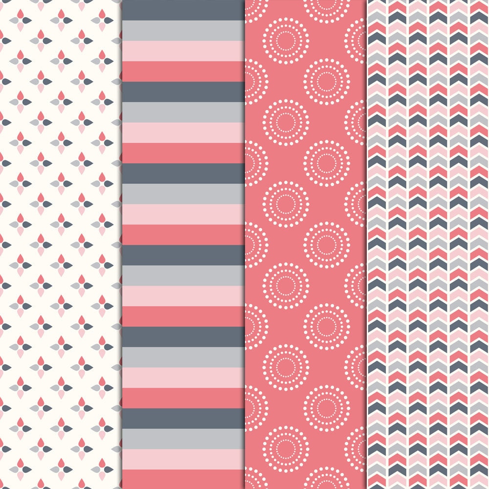 Pink And Gray/Grey Patterns Digital Paper 20 Digital Papers | Etsy
