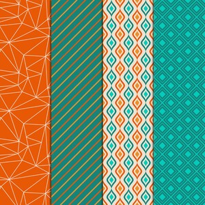 Orange and Teal Patterns, 20 Digital Papers 12x12, Pattern File .PAT ...