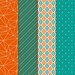Orange and Teal Patterns, 20 Digital Papers 12x12, Pattern File .PAT ...