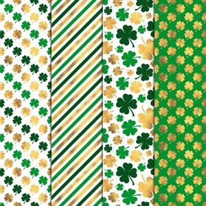 St. Patrick's Day Gold Patterns, 20 Digital Papers 12x12, Shamrock ...