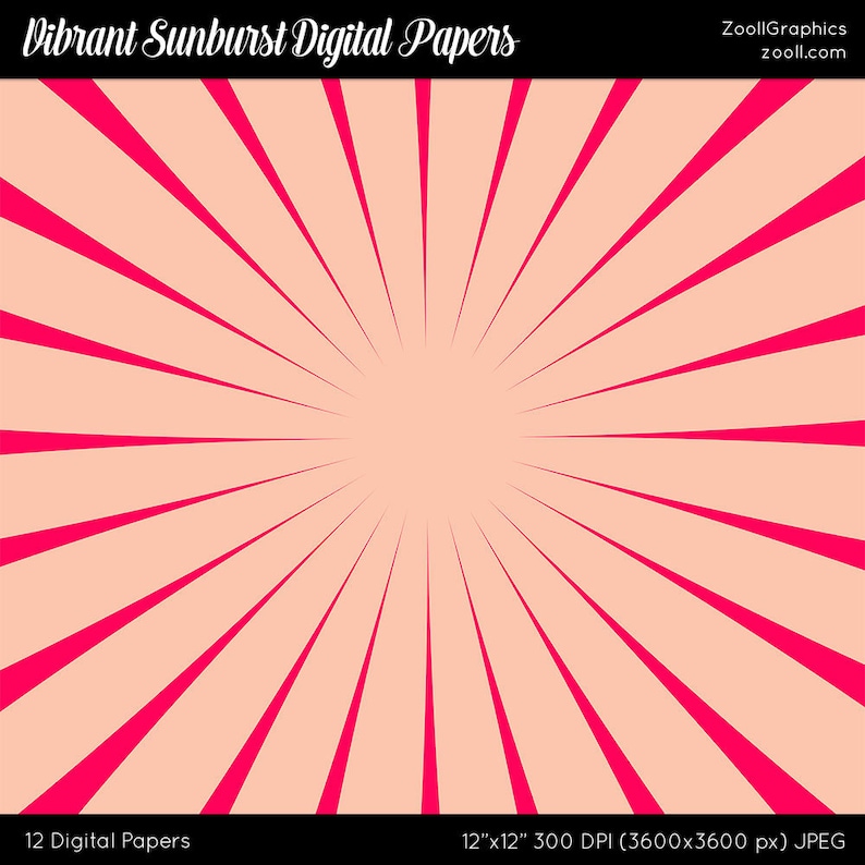 Vibrant Sunburst Digital Papers Summer Paper Texture 12 - Etsy
