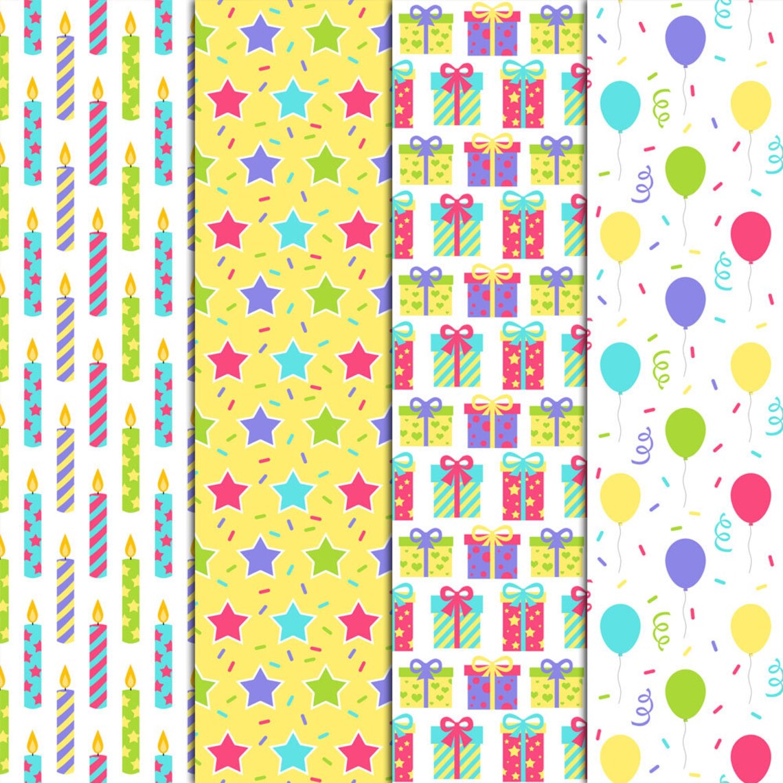 Happy Birthday Patterns 16 Digital Papers 12x12 - Etsy