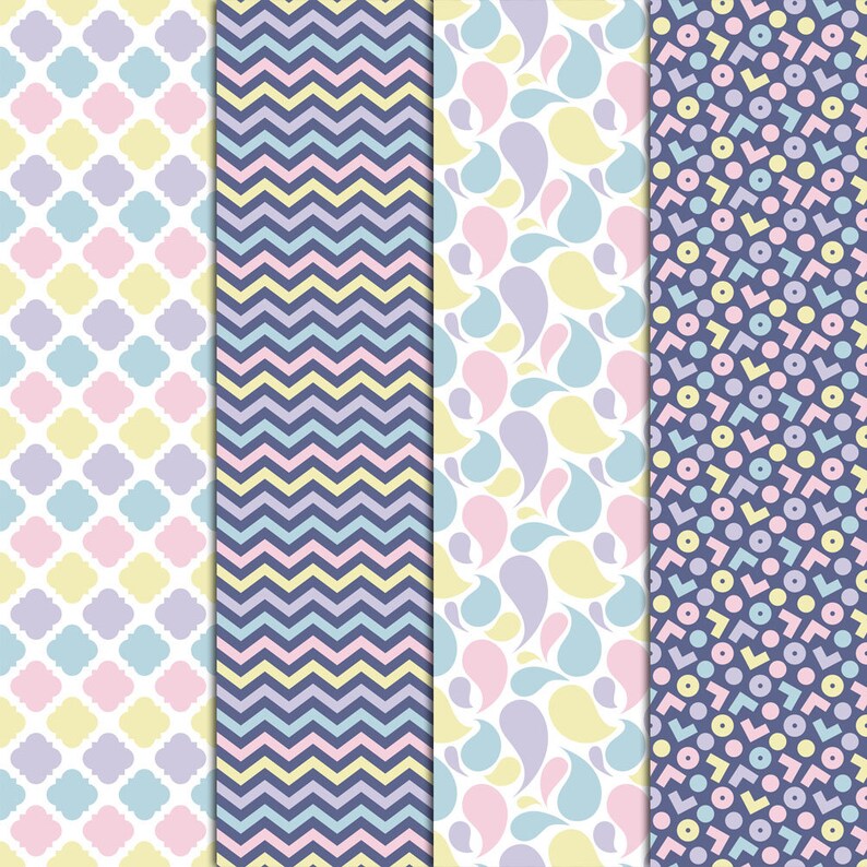 Playful Pastel Patterns 20 Digital Papers 12x12 PAT File - Etsy