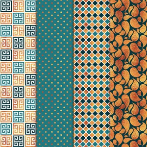 Teal & Copper Patterns, 20 Digital Papers 12“x12“, PAT File Included ...