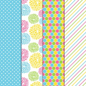Colorful Spring Patterns, 20 Digital Papers (12“x12“), Photoshop ...
