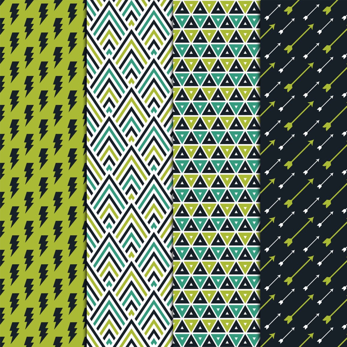 Green Hipster Patterns 20 Digital Papers 12x12 Photoshop - Etsy