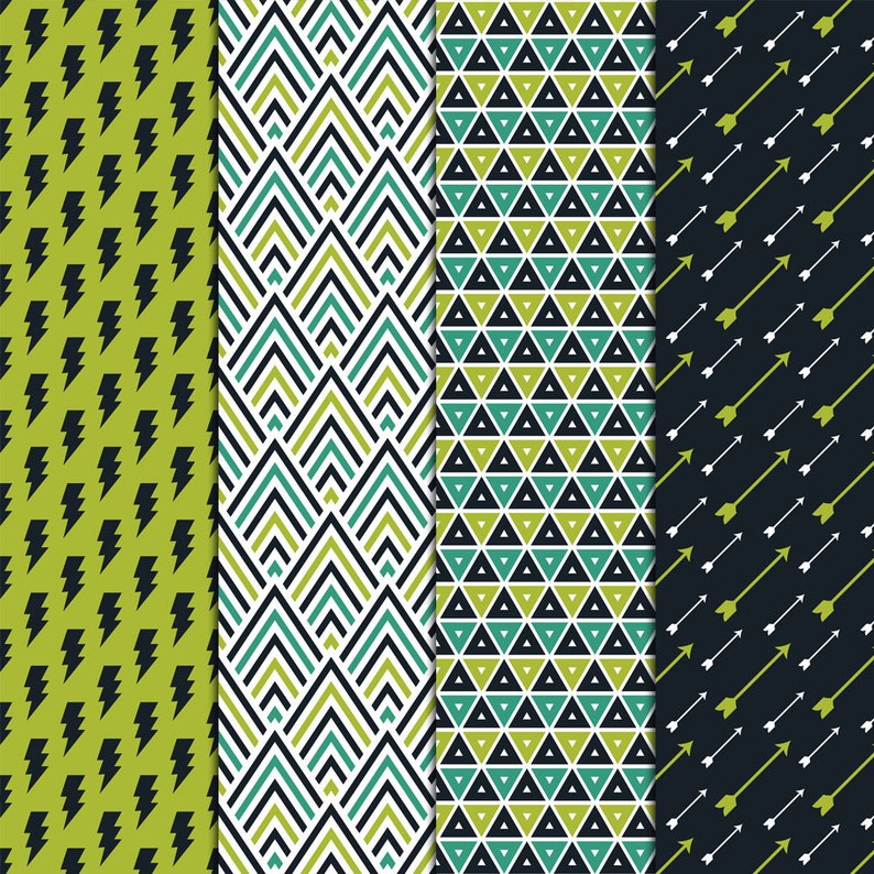 Green Hipster Patterns 20 Digital Papers 12x12 Photoshop - Etsy