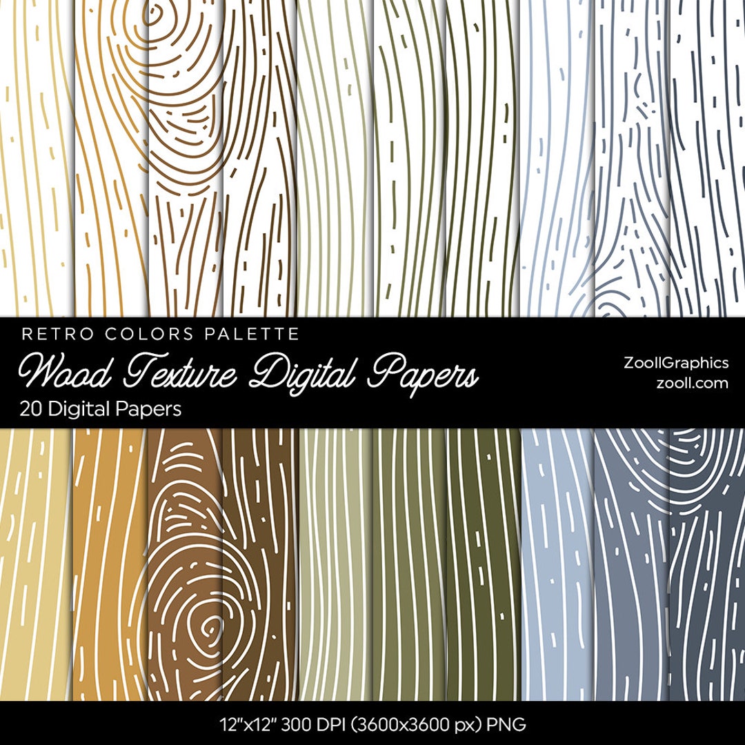 Wood Texture Digital Papers, 20 Digital Papers 12“x12“, Tree Rings ...
