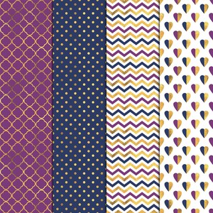Purple, Blue & Gold Patterns, 20 Digital Papers 12“x12“, Photoshop ...