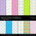 Neon Colors Patterns –geometric Modern #2, 12 Digital Papers (12“x12 ...
