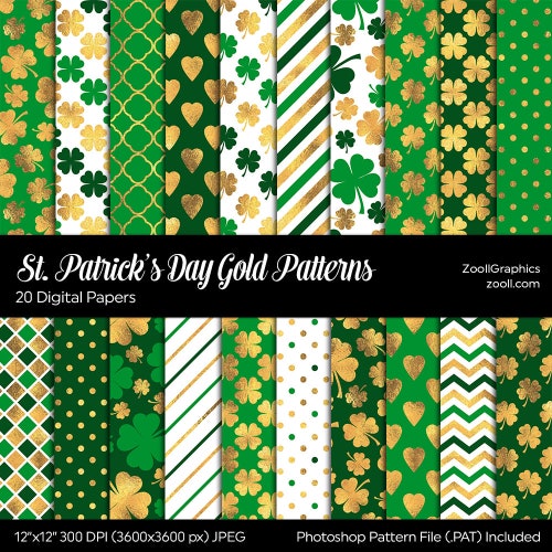 St Patrick's Day Digital Paper St Patrick Patterns - Etsy